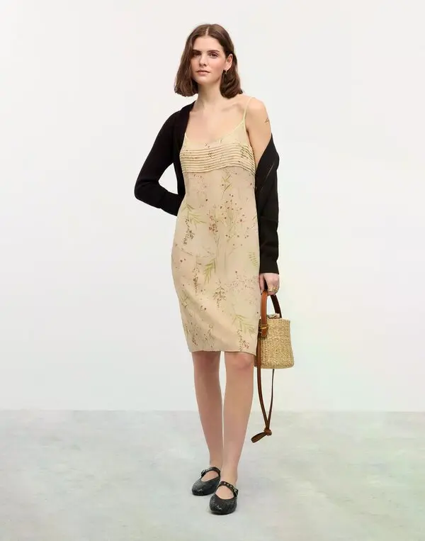 Madewell Valentino Printed Floral Slip Dress - Beige | Editorialist
