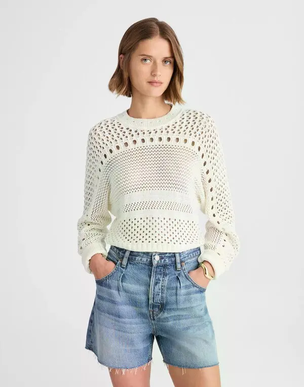 Madewell Open-stitch Cotton Pullover Sweater
