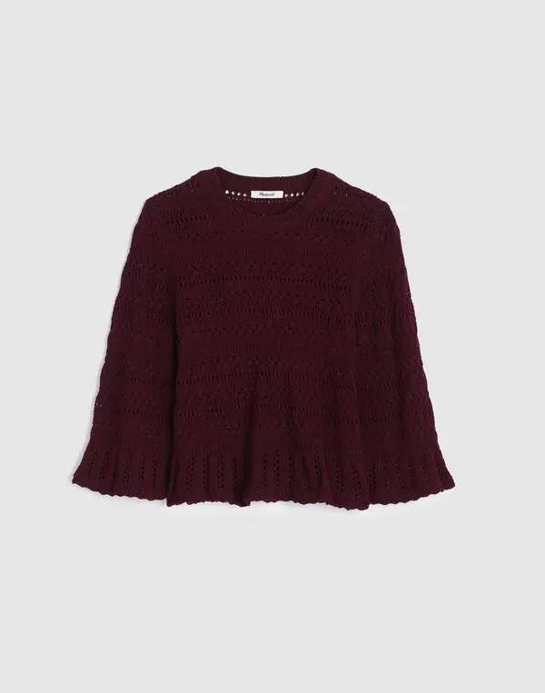 Madewell Scalloped-trim Sweater Tee - Dark Pomegranate