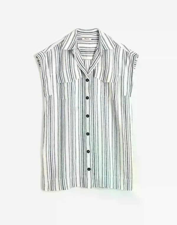 Madewell Striped Linen Utility Shirtdress