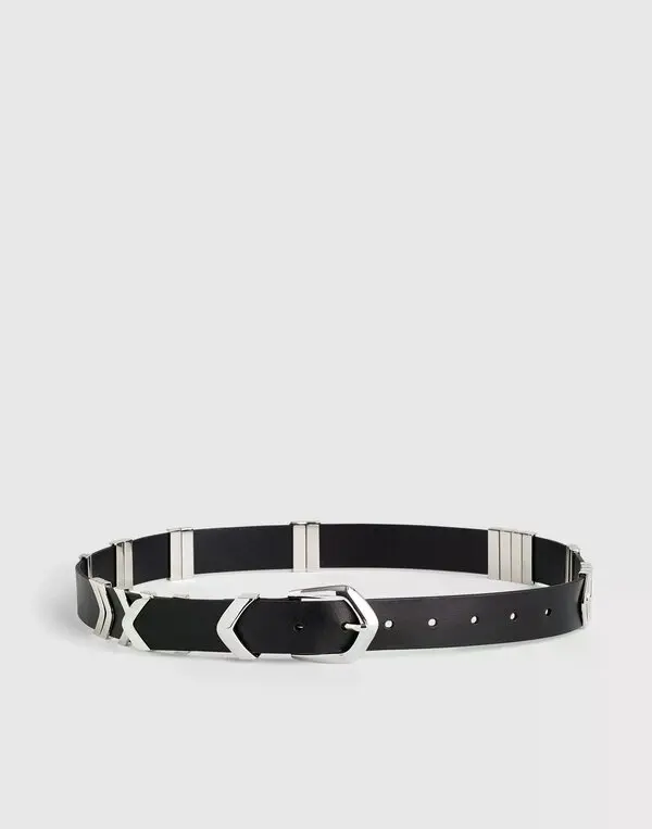 Madewell Angular Buckle Leather Belt - True Black