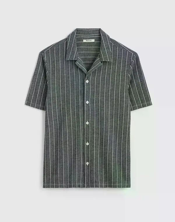 Madewell Textured Stripe Camp-collar Shirt - Navy