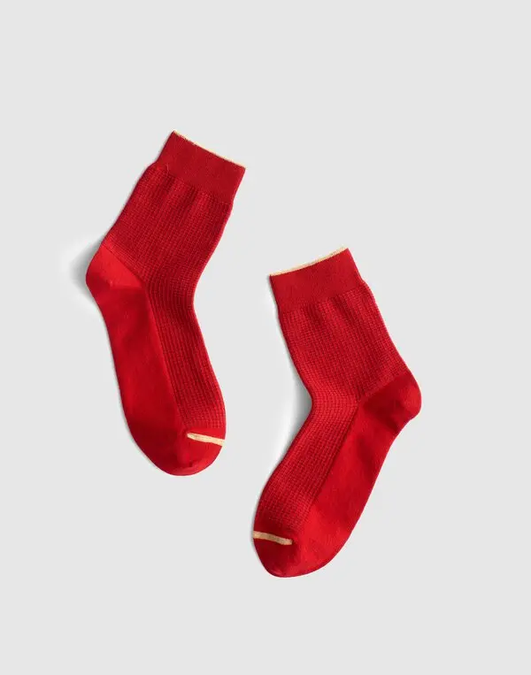 Madewell Waffle-knit Trouser Socks - Cherry Red