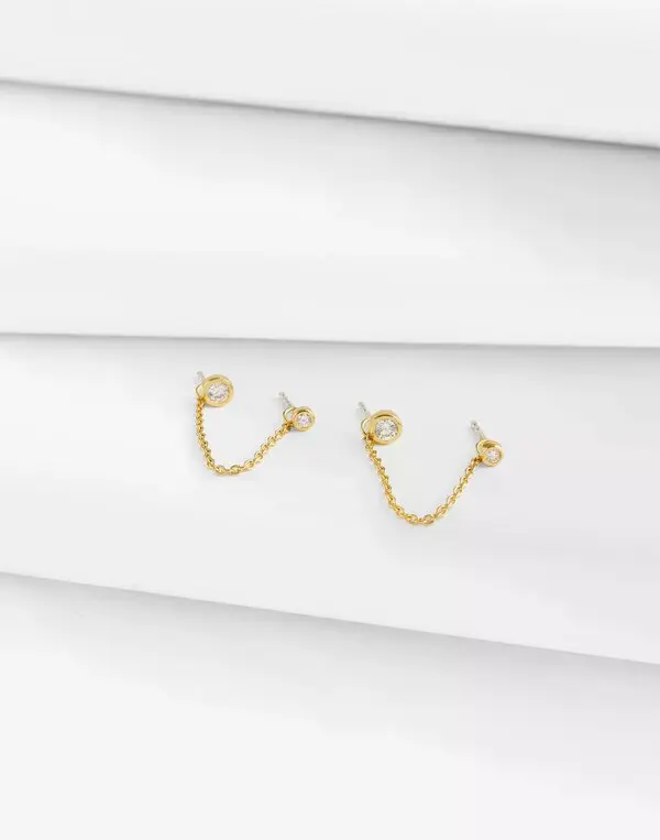 Madewell Demi-fine Chain Double Stud Earrings - 14k Gold