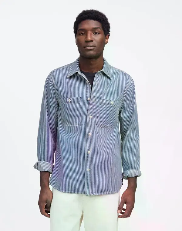 Madewell Indigo-dyed Shirt In Engineer Stripe