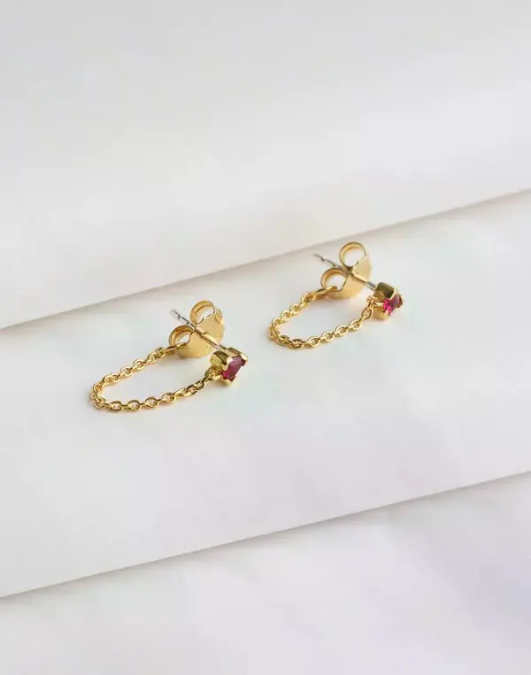 Madewell Demi-fine Crystal Chain Stud Earrings - 14k Gold