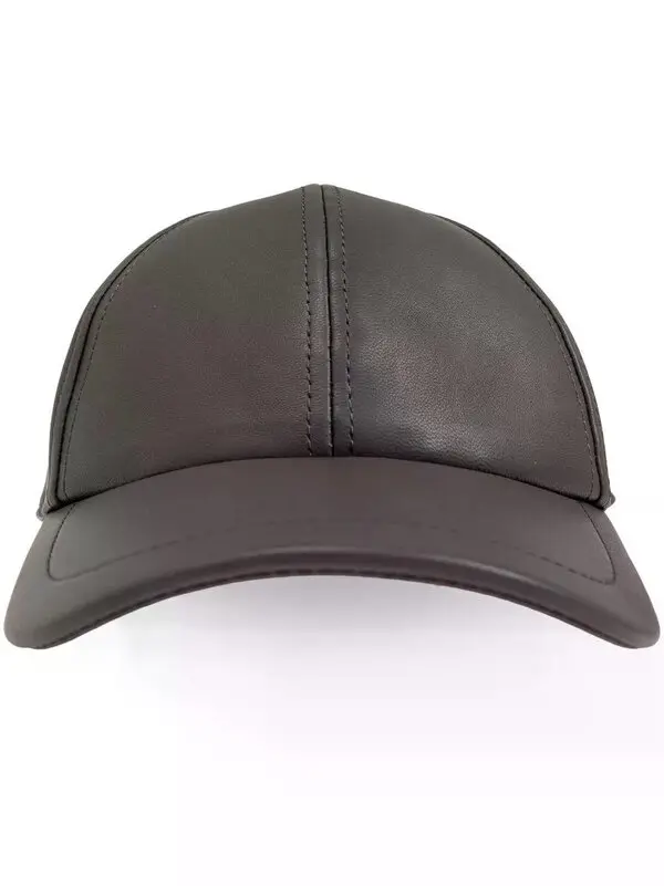 YVES SALOMON Leather Baseball Cap - Grey