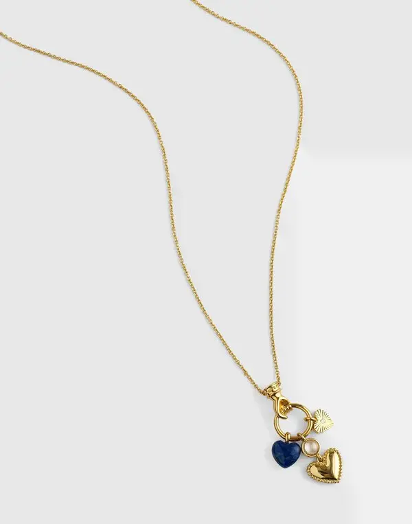 Madewell Lapis Heart Charm Long Necklace - Antique Gold