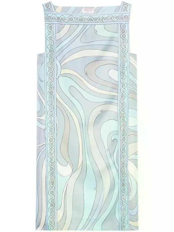 Emilio Pucci Marmo-print Silk Dress - Blue
