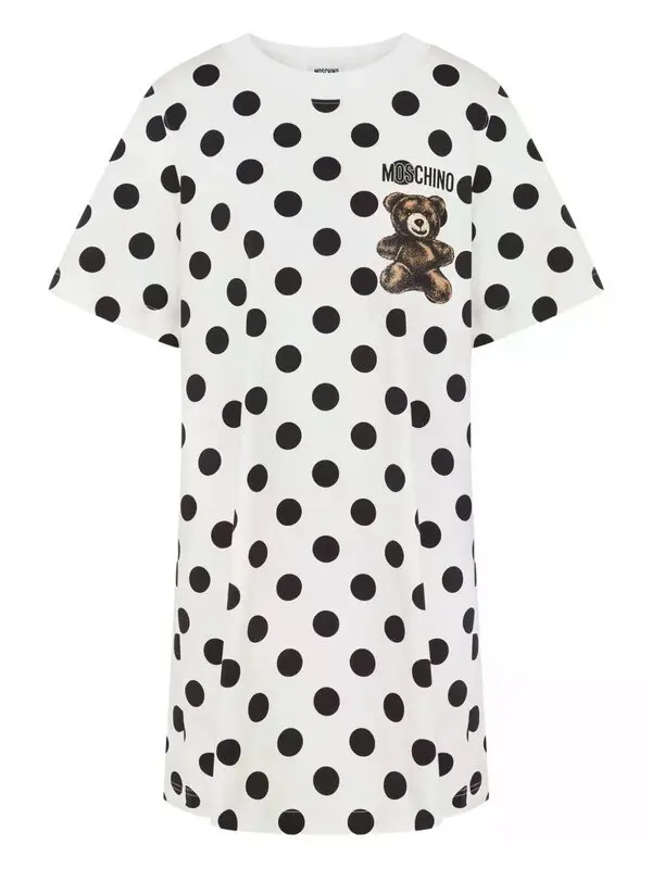 Moschino Polka-dot Teddy Mini Day Dress - White