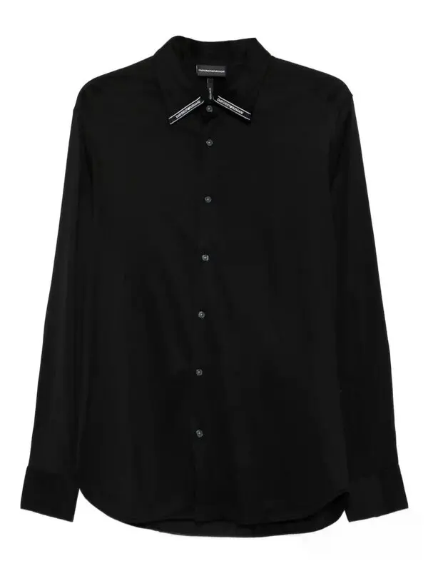 Emporio Armani Logo-plaque Long-sleeve Shirt - Black