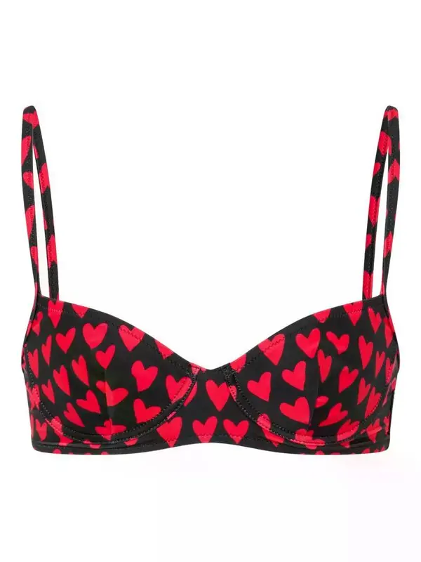 Moschino Heart-print Bikini Top - Black