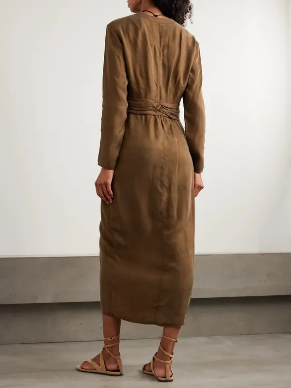 MARANT ETOILE Zamiya Draped Satin-twill Midi Dress