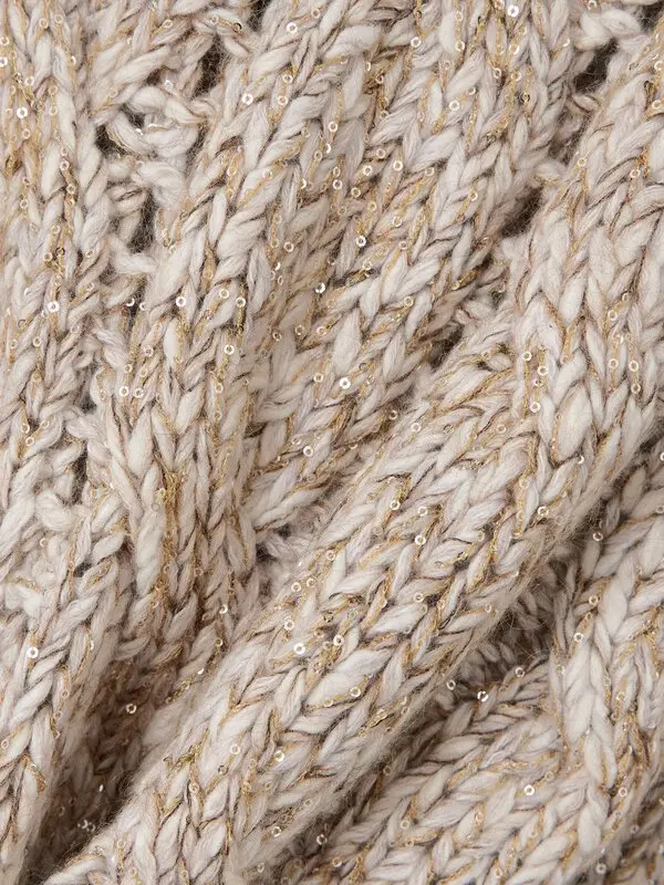 Brunello Cucinelli Sequin-embellished Cable-knit Wool Cardigan