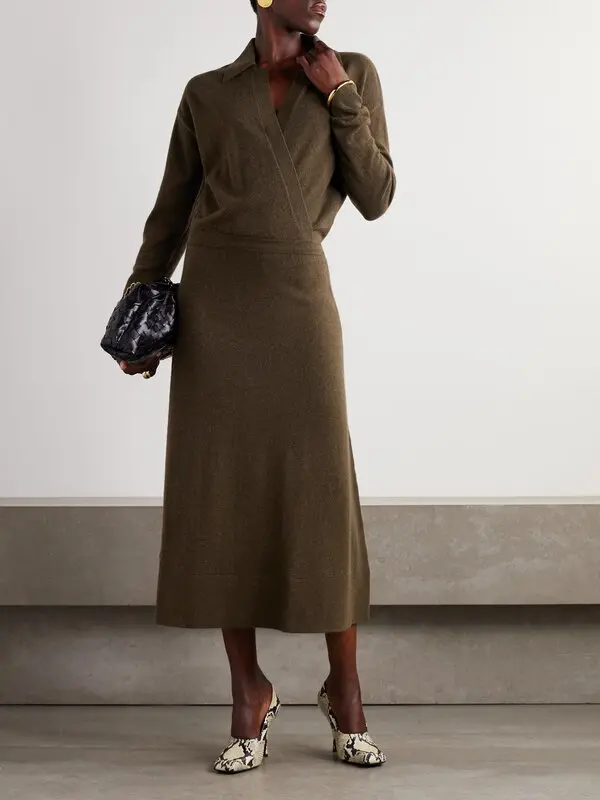 Altuzarra Madleen Wrap-effect Cashmere Midi Dress