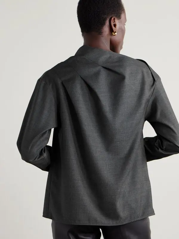 Loulou De Saison Asymmetric Pleated Draped Wool Top