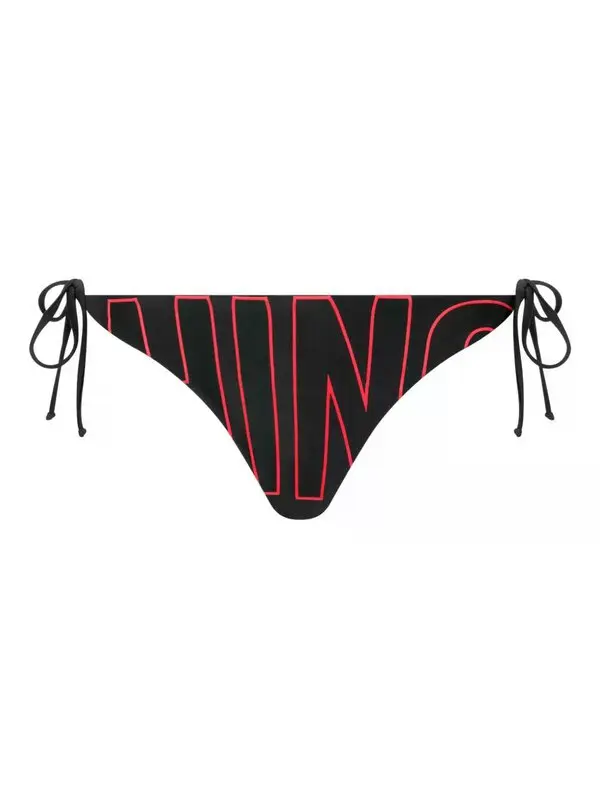 Moschino Logo-print Side-tie Bikini Bottoms - Black