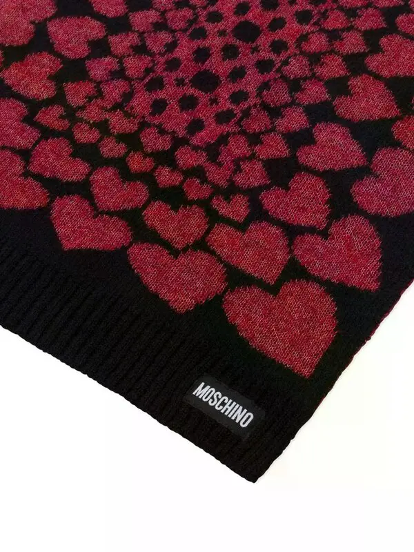 Moschino Heart-pattern Knitted Scarf