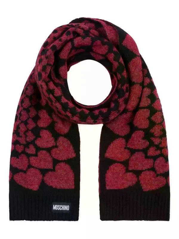 Moschino Heart-pattern Knitted Scarf