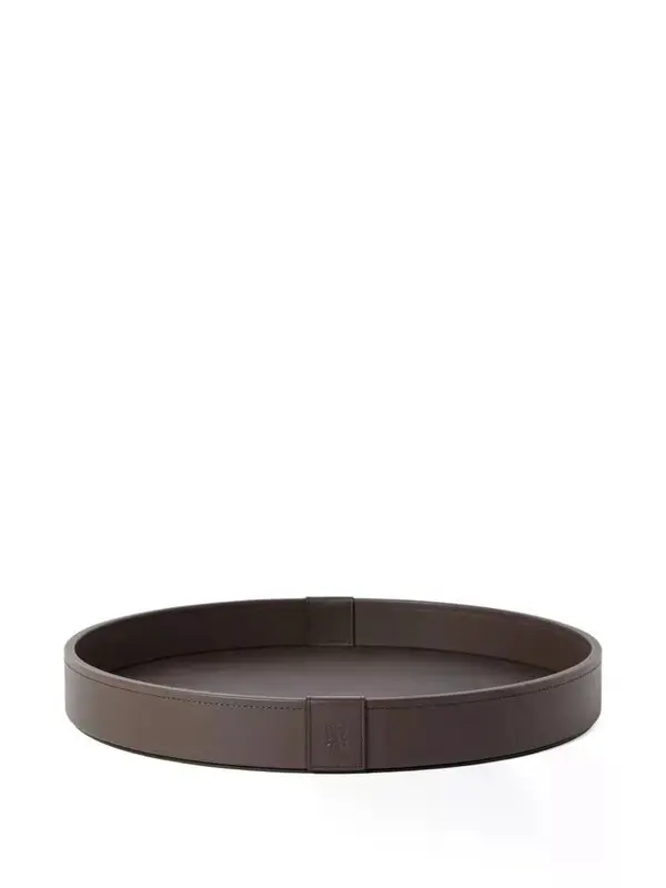 Brunello Cucinelli Leather-covered Round Tray - Brown