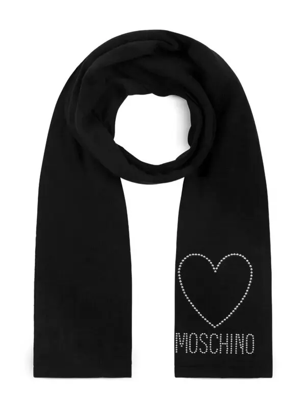 Moschino Heart-studded Wool Scarf - Black
