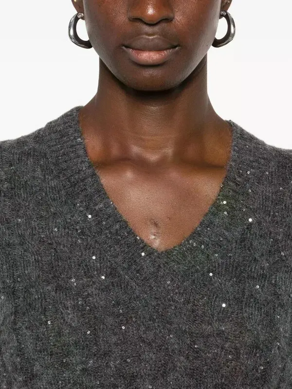 Brunello Cucinelli Sequin-embellished Sleeveless Top - Grey