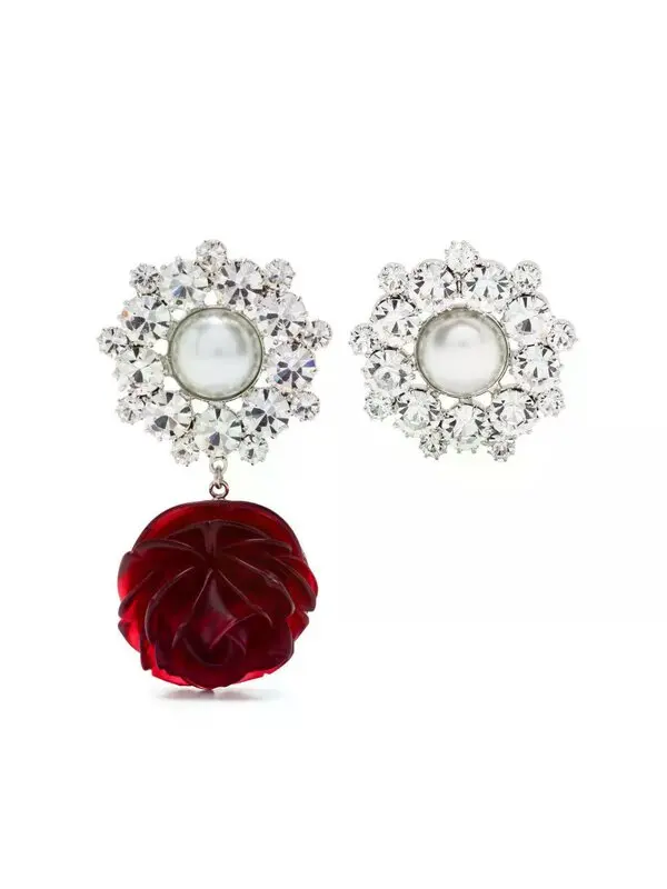 Magda Butrym Rose Crystal-embellished Earrings - Red