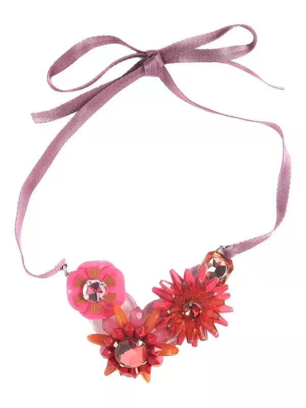 MARINA FOSSATI Margaret Ribbon-floral Embellished Necklace - Pink