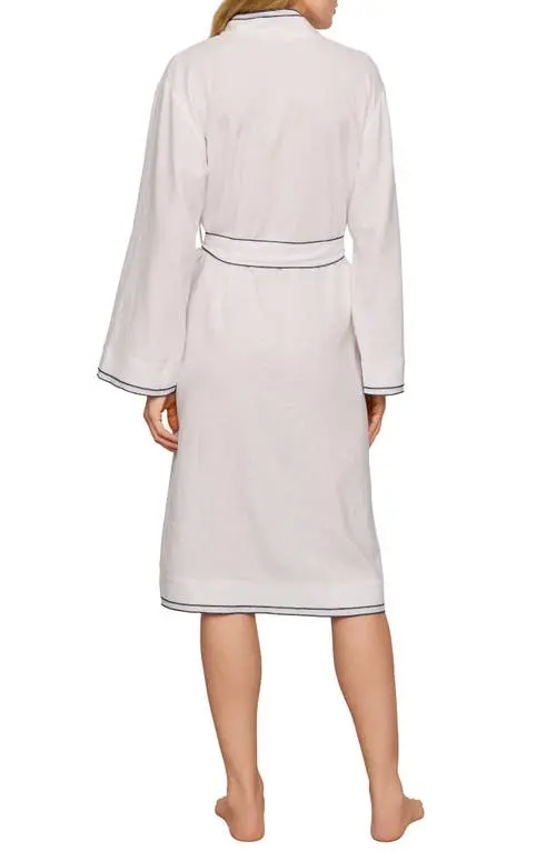 Eberjey Linen Blend Robe - White/navy