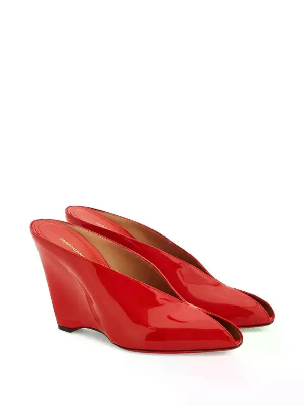 FERRAGAMO 90mm Peep-toe Wedge Mules