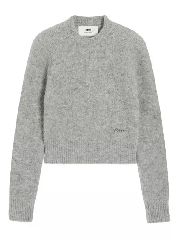 AMI Paris Logo-embroidered Crew-neck Sweater