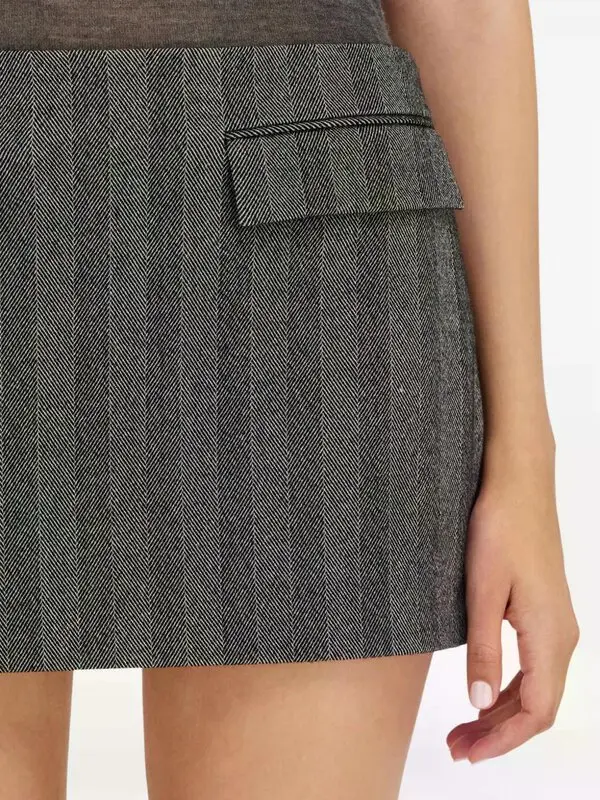 FERRAGAMO Herringbone Mini Skirt - Black