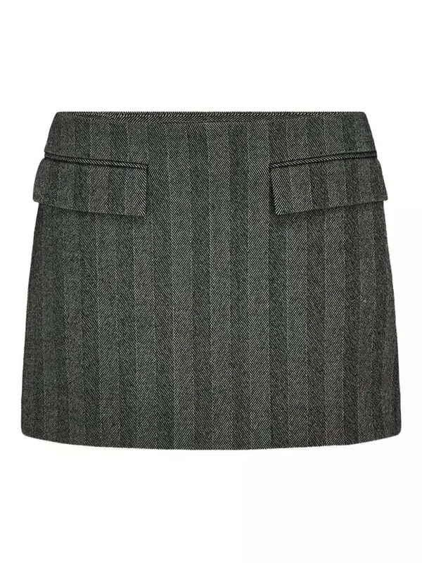 FERRAGAMO Herringbone Mini Skirt - Black
