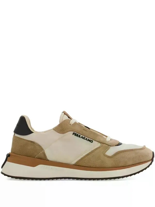 FERRAGAMO Suede And Waterproof Fabric Sneakers - Neutrals