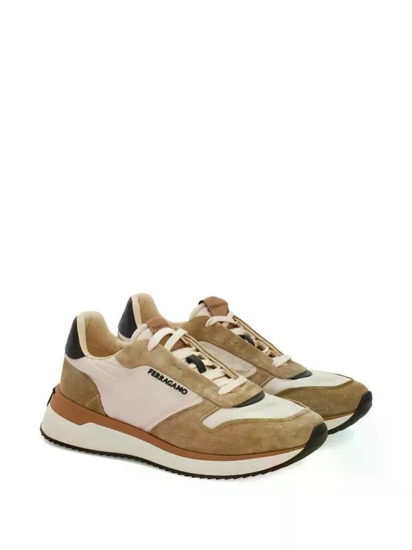 FERRAGAMO Suede And Waterproof Fabric Sneakers - Neutrals
