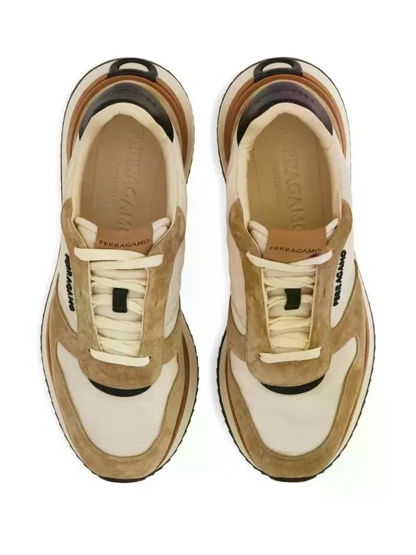 FERRAGAMO Suede And Waterproof Fabric Sneakers - Neutrals