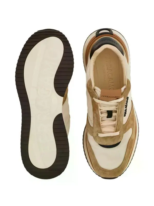 FERRAGAMO Suede And Waterproof Fabric Sneakers - Neutrals