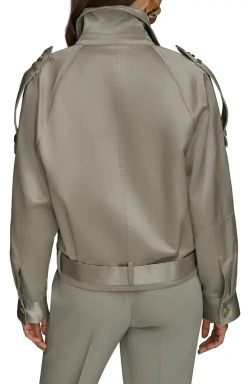 Donna Karan New York Belted Satin Bomber Jacket