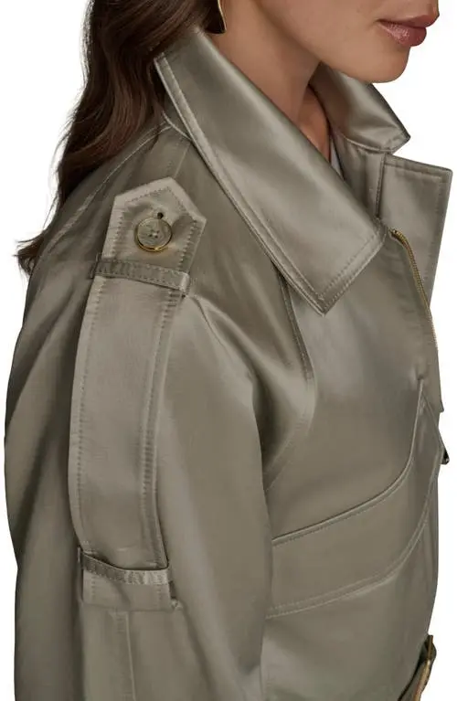 Donna Karan New York Belted Satin Bomber Jacket