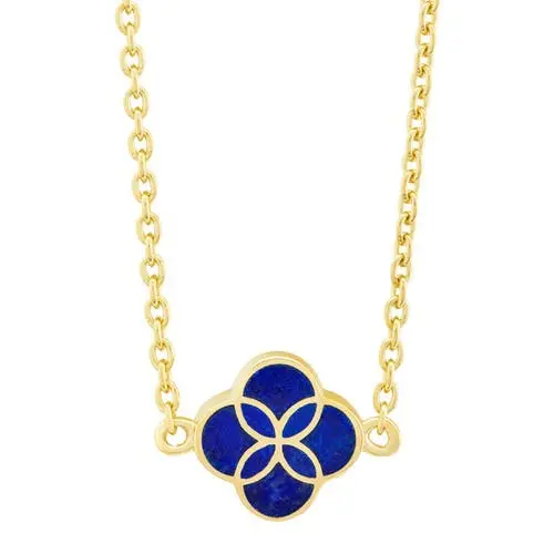 JAN LESLIE Sterling Silver And 18k Gold Vermeil Gemstone Petal Necklace - Blue