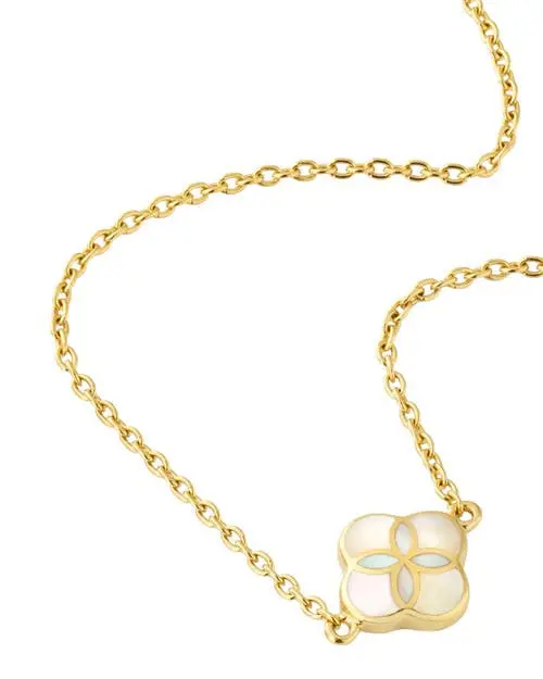 JAN LESLIE Sterling Silver And 18k Gold Vermeil Gemstone Petal Necklace - White