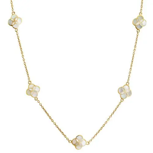 JAN LESLIE Sterling Silver And 18k Gold Vermeil Gemstone Petal Necklace - White