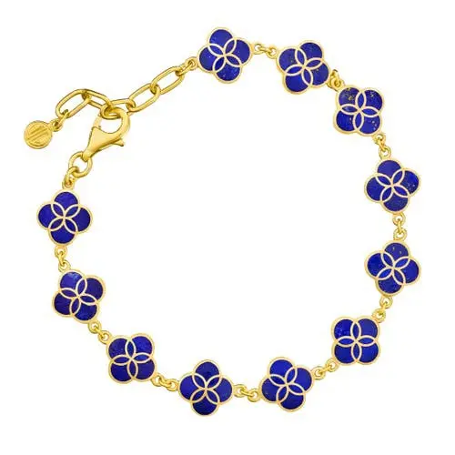 JAN LESLIE 18k Gold Vermeil Sterling Silver Petal Bracelet - Blue