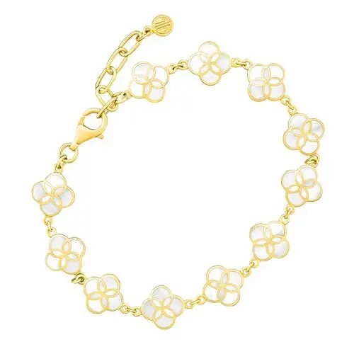JAN LESLIE 18k Gold Vermeil Sterling Silver Petal Bracelet - White