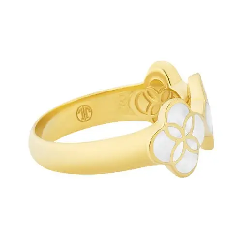 JAN LESLIE Sterling Silver 18k Gold Vermeil Gemstone Triple Petal Ring