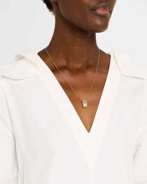 JAN LESLIE Sterling Silver With 18k Gold Overlay And Gemstone Pendant Necklace - White