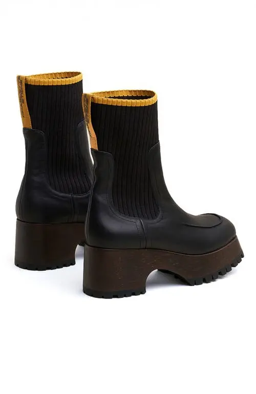 Charlotte Stone Loma Platform Lug Sole Clog Boot