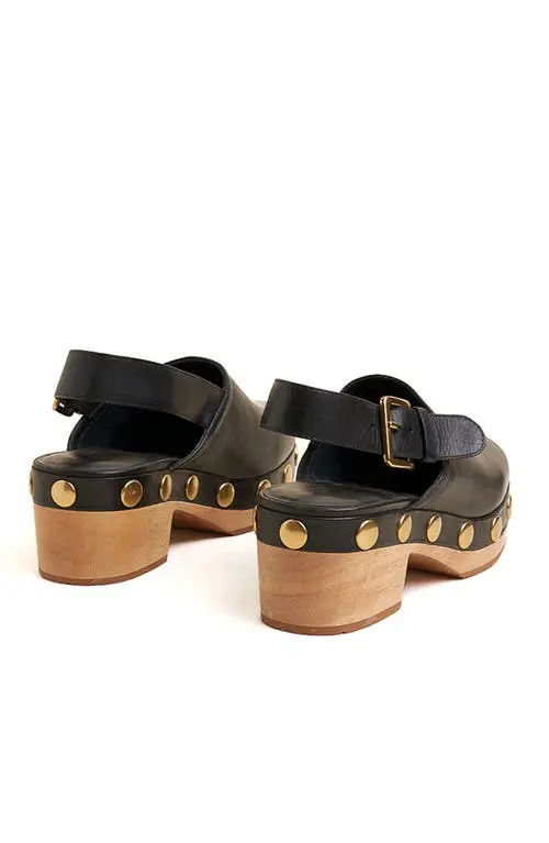 Charlotte Stone Jona Slingback Studded Clogs - Black