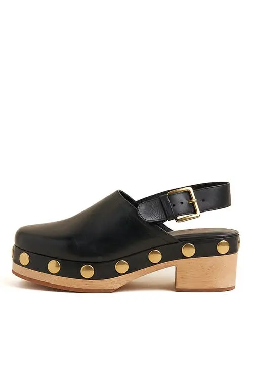 Charlotte Stone Jona Slingback Studded Clogs - Black