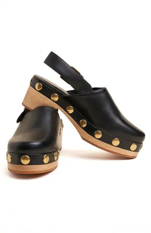 Charlotte Stone Jona Slingback Studded Clogs - Black